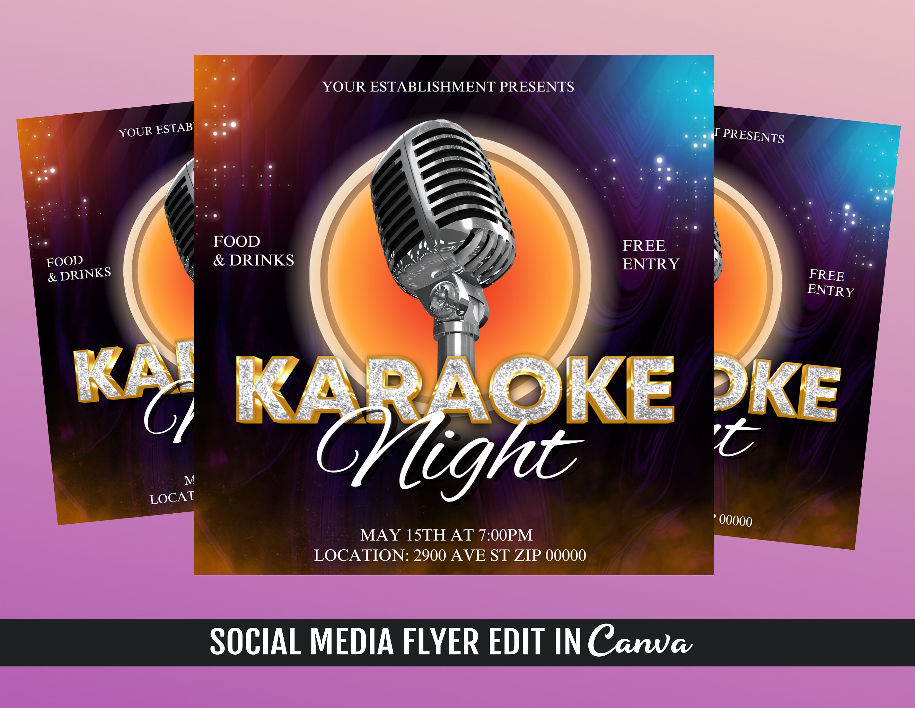 Karaoke Night Flyer Template - Etsy
