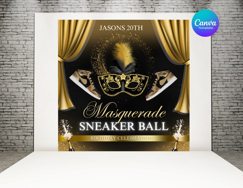 Masquerade Back Drop Template, Masquerade Sneaker Ball Back Drop - Etsy