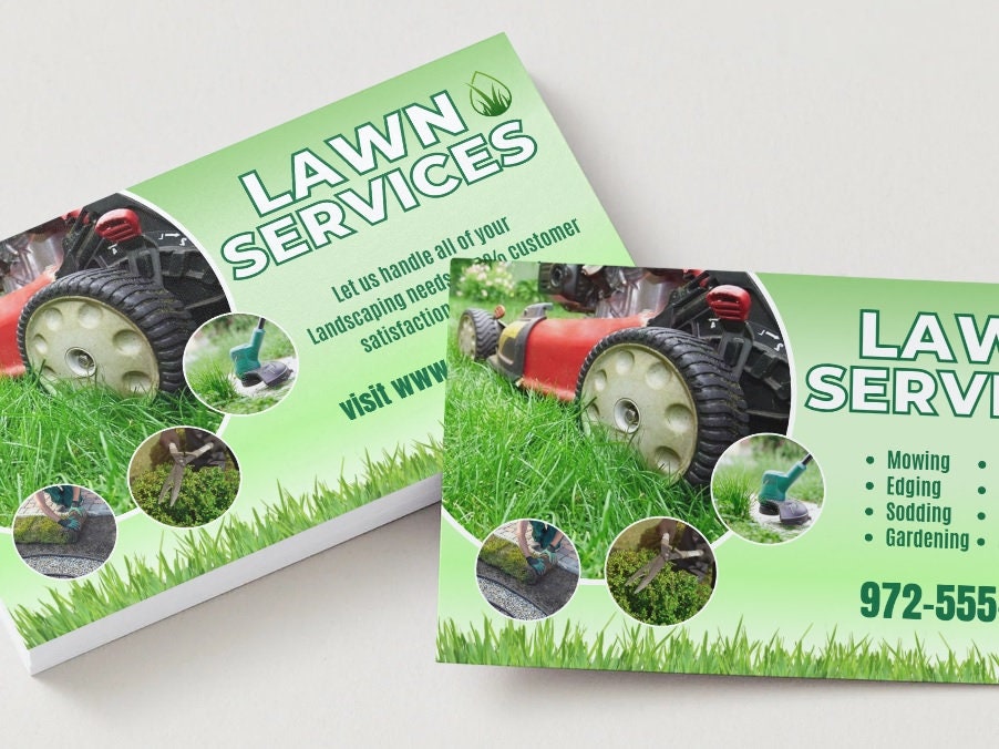 Lawn Care Business Card Template, Landscaping Business Card Template - Etsy
