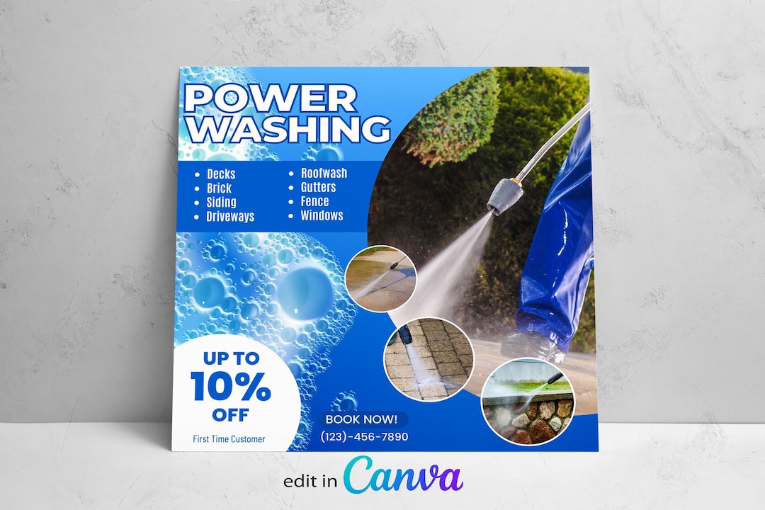 Powerwashing Flyer Template, Pressure Washing Flyer - Etsy