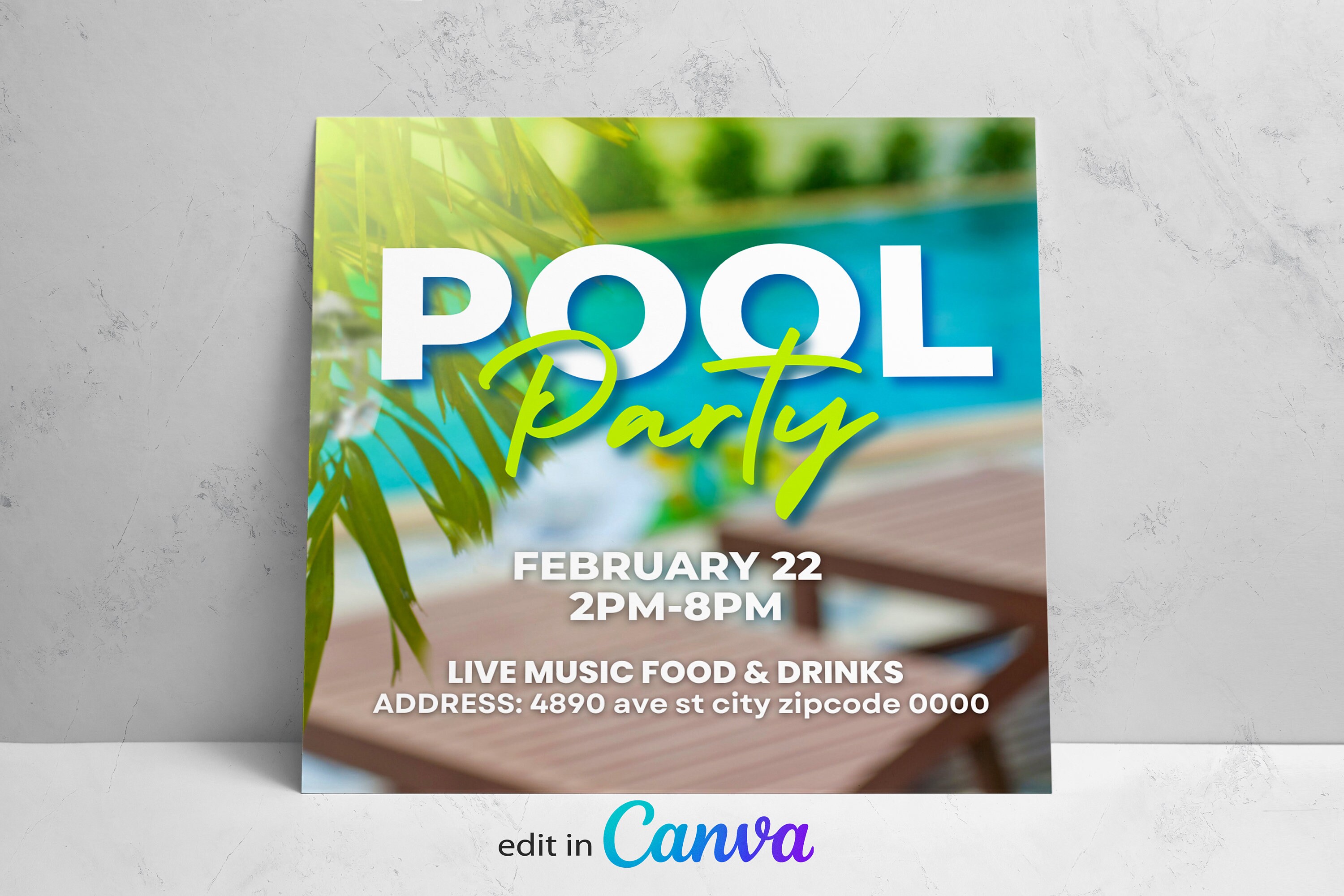 Pool Party Flyer Template - Etsy