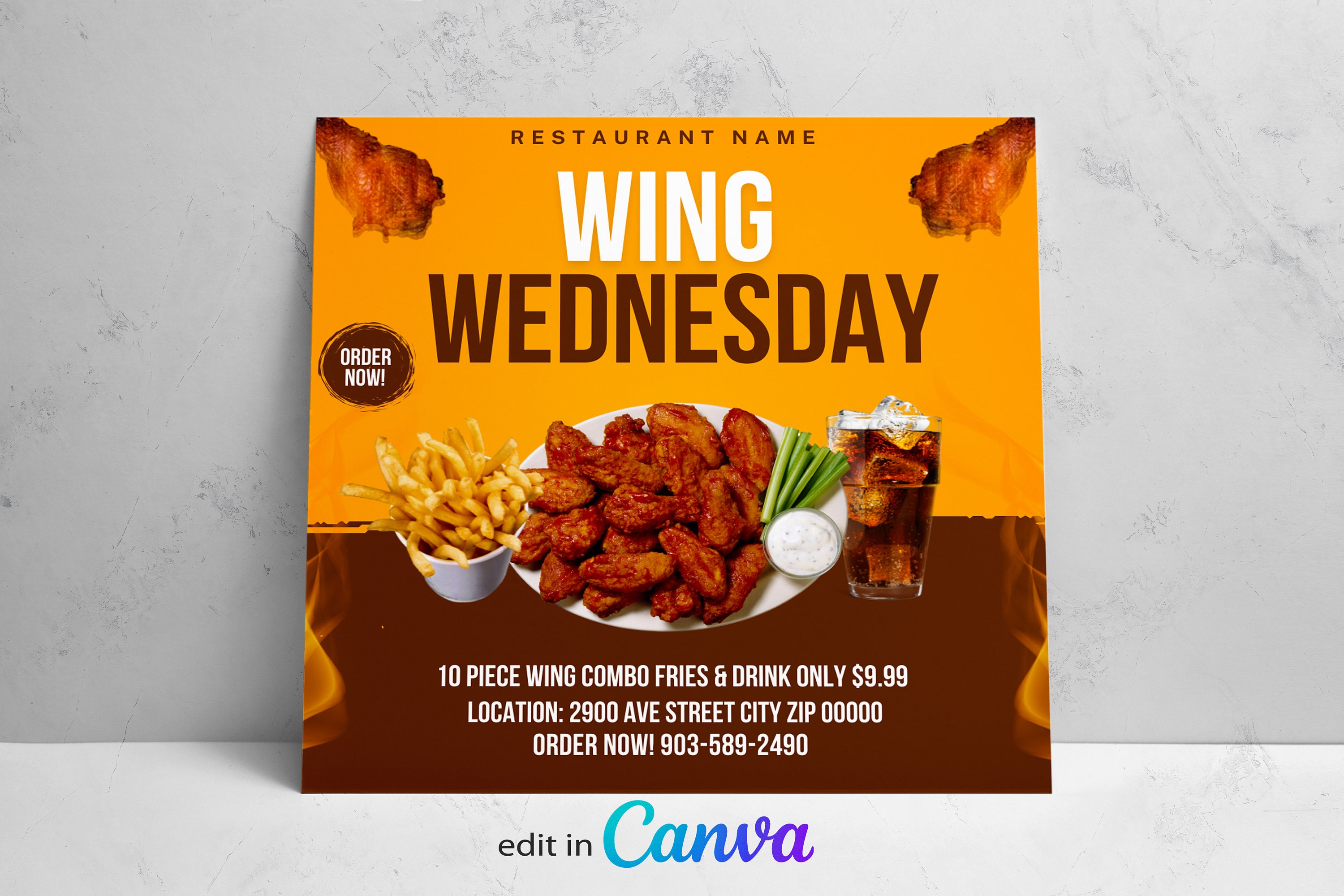 Hot Wings Flyer, Hot Wings Special Flyer, Wing Wednesday Flyer, Hot ...