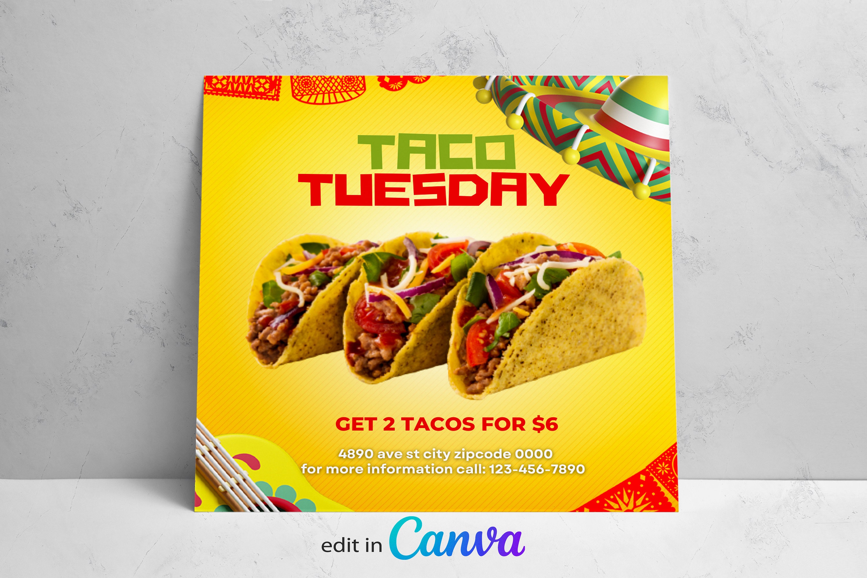Taco Tuesday Flyer Template - Etsy