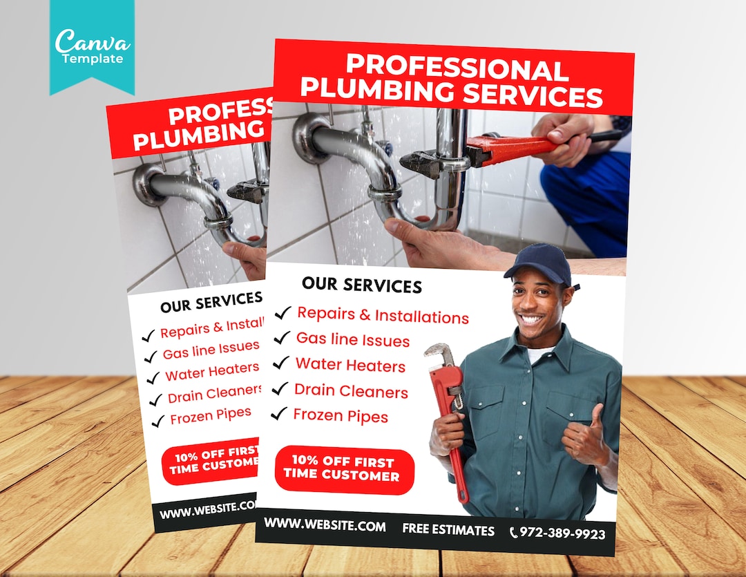 Plumbing Services Flyer Template, Plumbing Business Flyer - Etsy