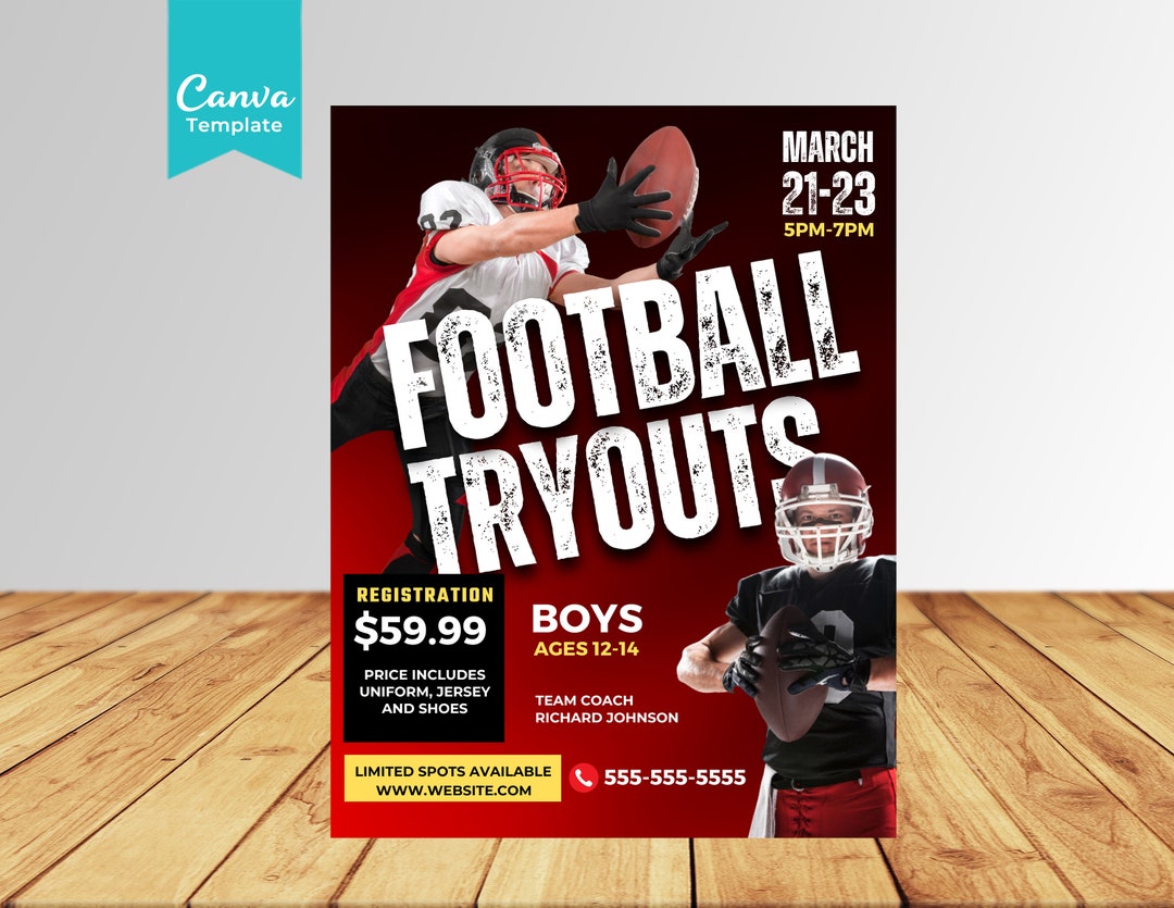 Football Tryouts Flyer Template, Football Flyer - Etsy