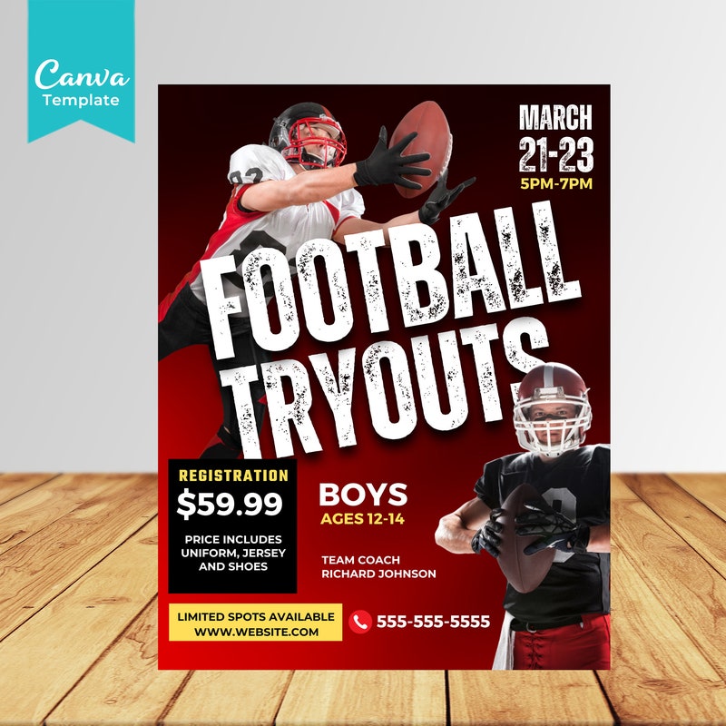Football Tryout Flyer Template - Etsy