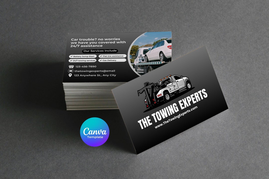 Towing Services Business Card Template, Towing Services Business Card ...