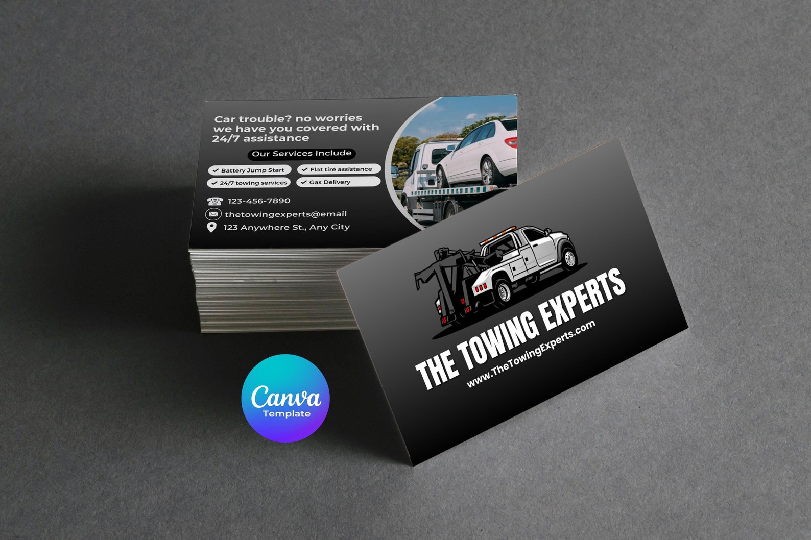 Towing Services Business Card Template, Towing Services Business Card ...