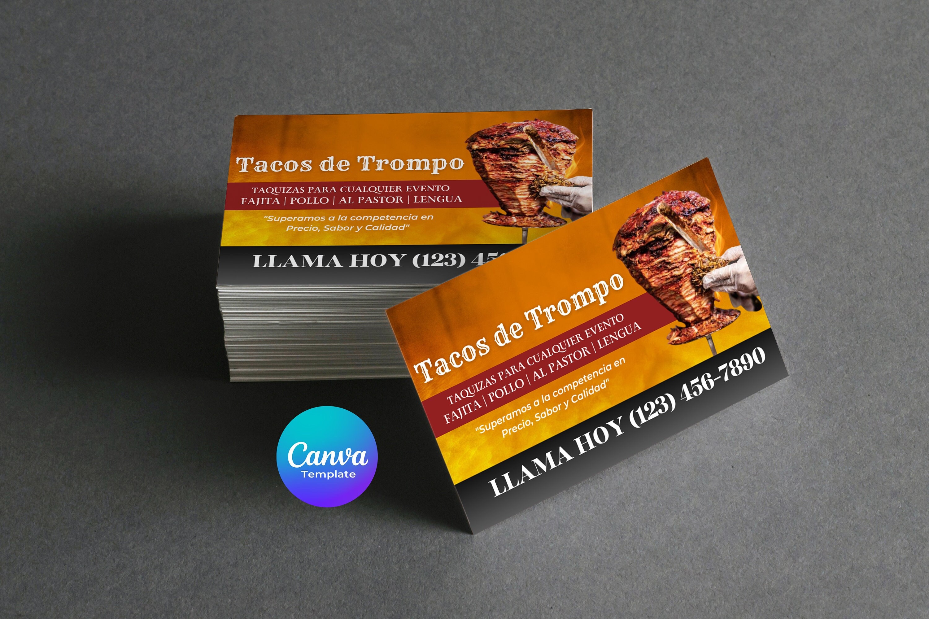 Tacos De Trompo Business Card, Taquizas Business Card, Mexican Food ...
