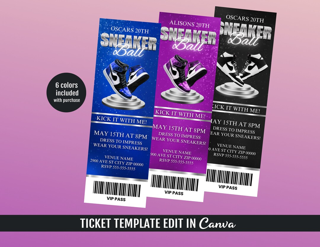 Sneaker Ball Ticket Template - Etsy