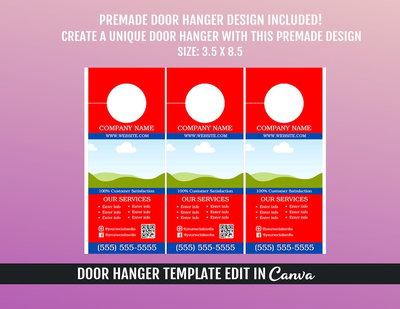 Door Hanger Template, Blank Door Hanger Template, Printable Door Hanger ...