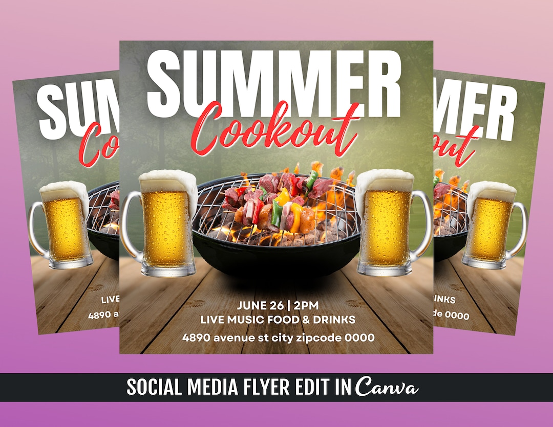 Cookout Party Flyer Template - Etsy