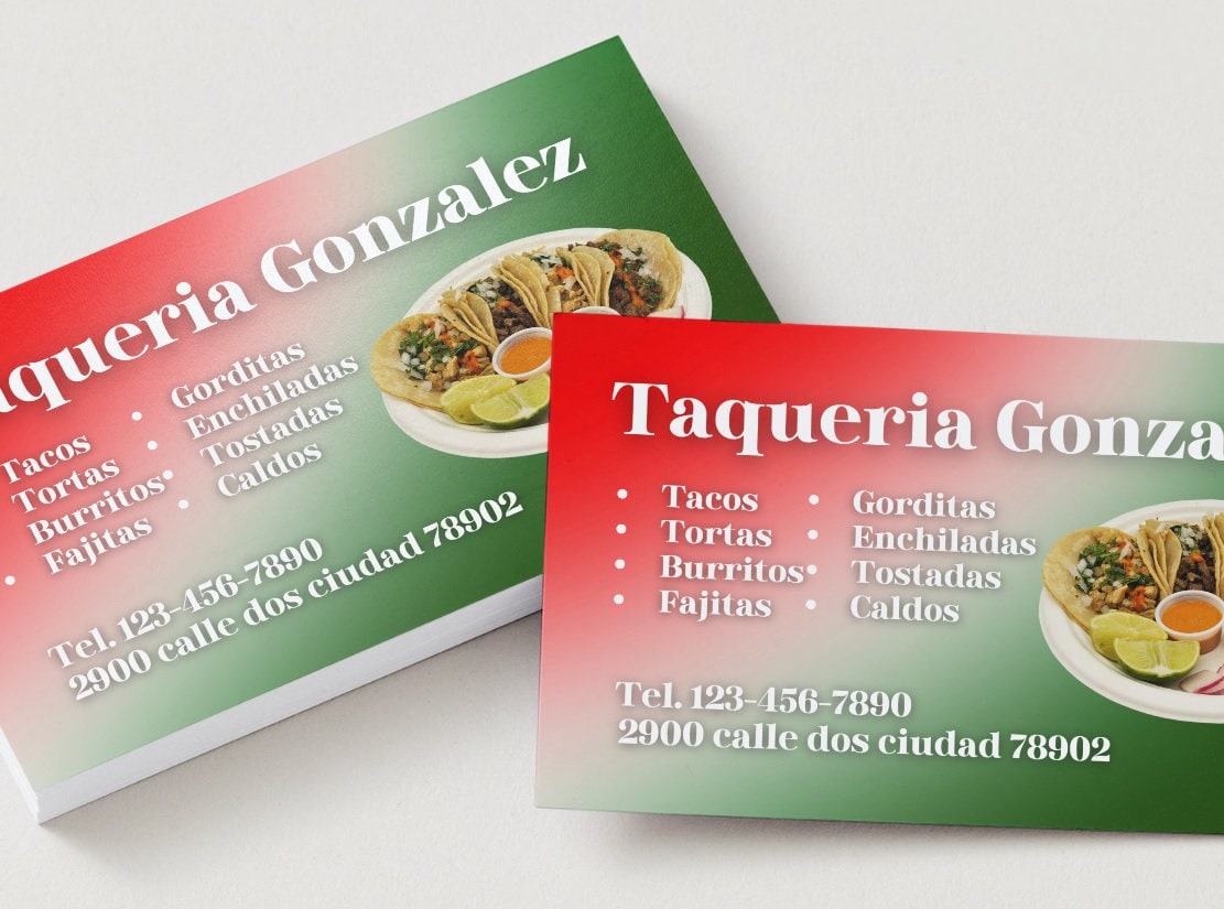 Taqueria Business Card Template, Taco Business Card Template, Mexican ...
