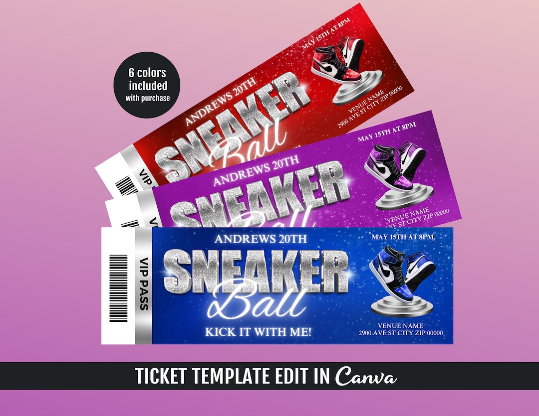 Sneaker Ball Ticket Template - Etsy