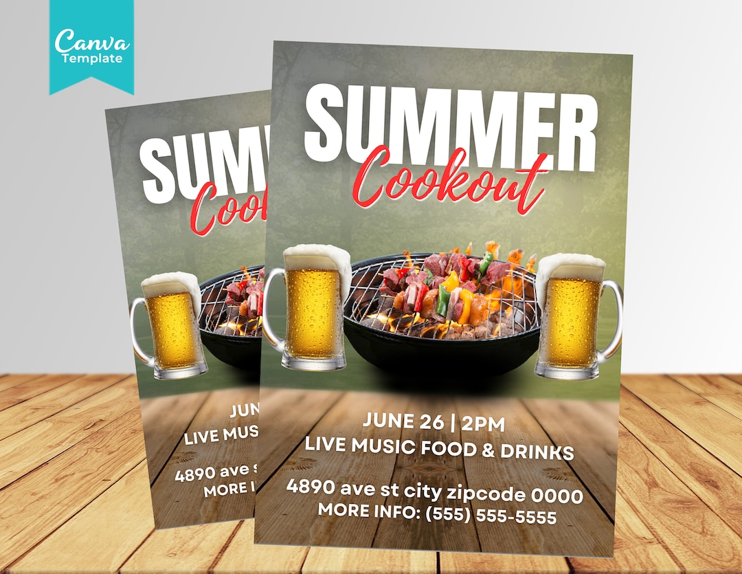 Summer Cookout Flyer Template, Summer Cookout Flyer Invitation - Etsy