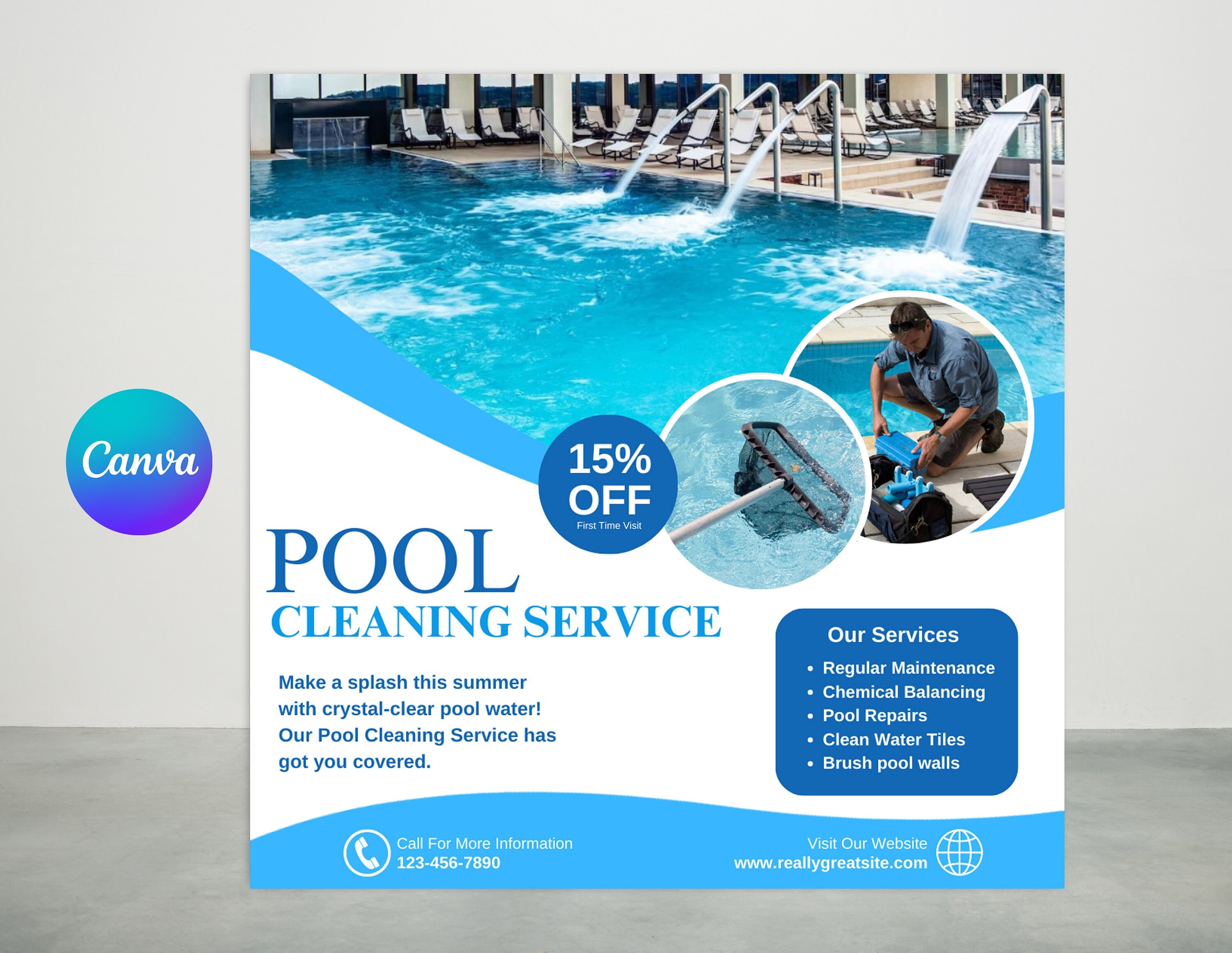 Pool Cleaning Services Flyer Template - Etsy