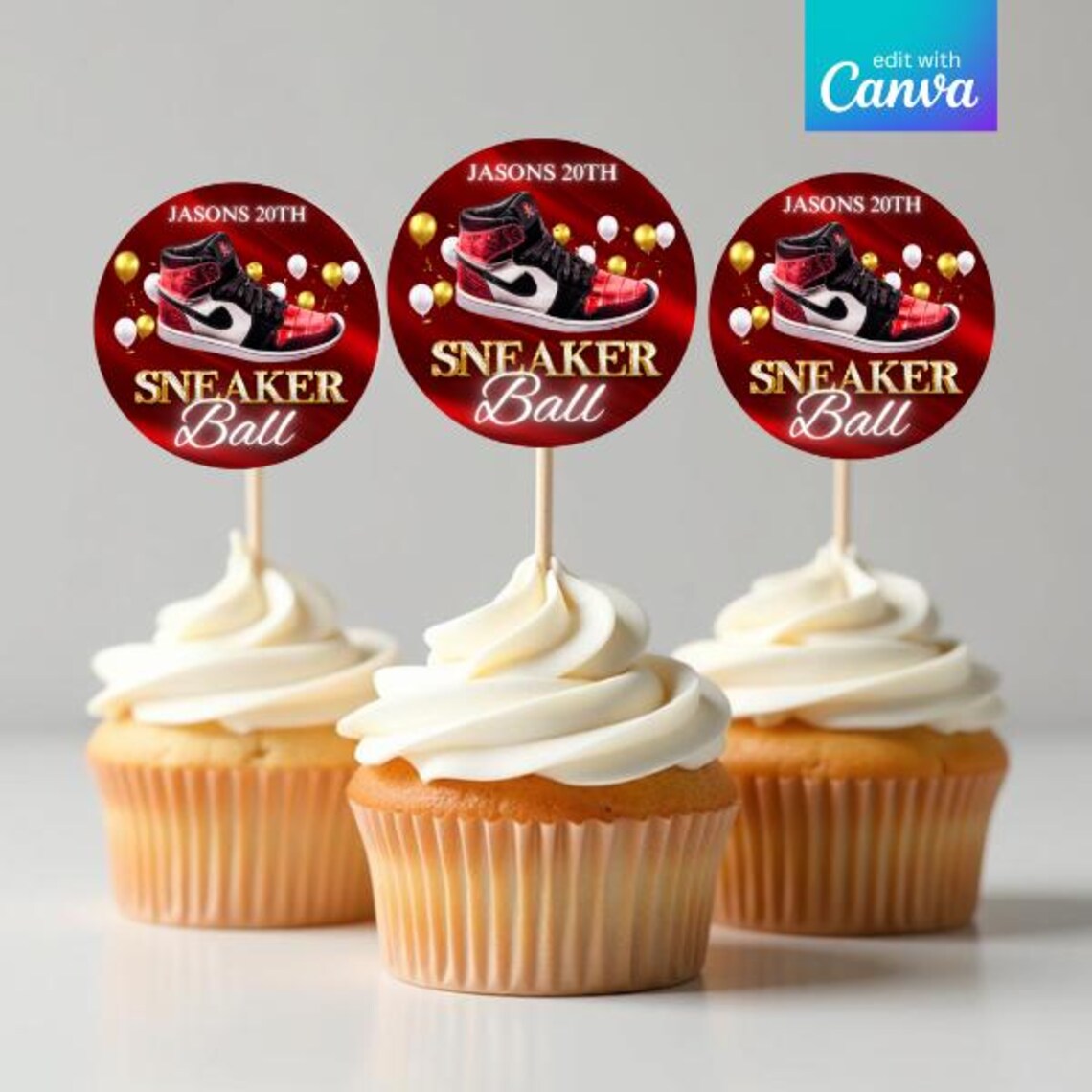 Sneaker Ball Cupcake Toppers Template - Etsy