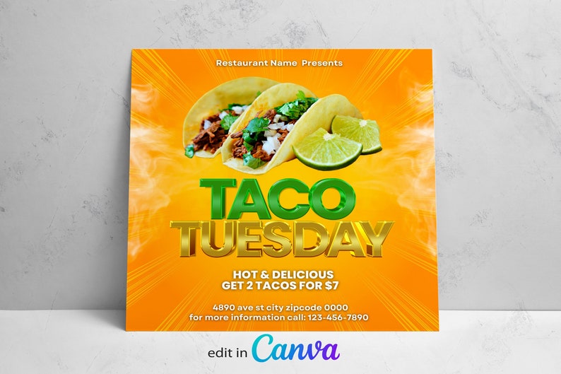 Taco Tuesday Flyer Template - Etsy