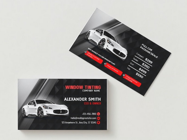 Window Tint Business Card Template, Car Window Tint Business Card ...