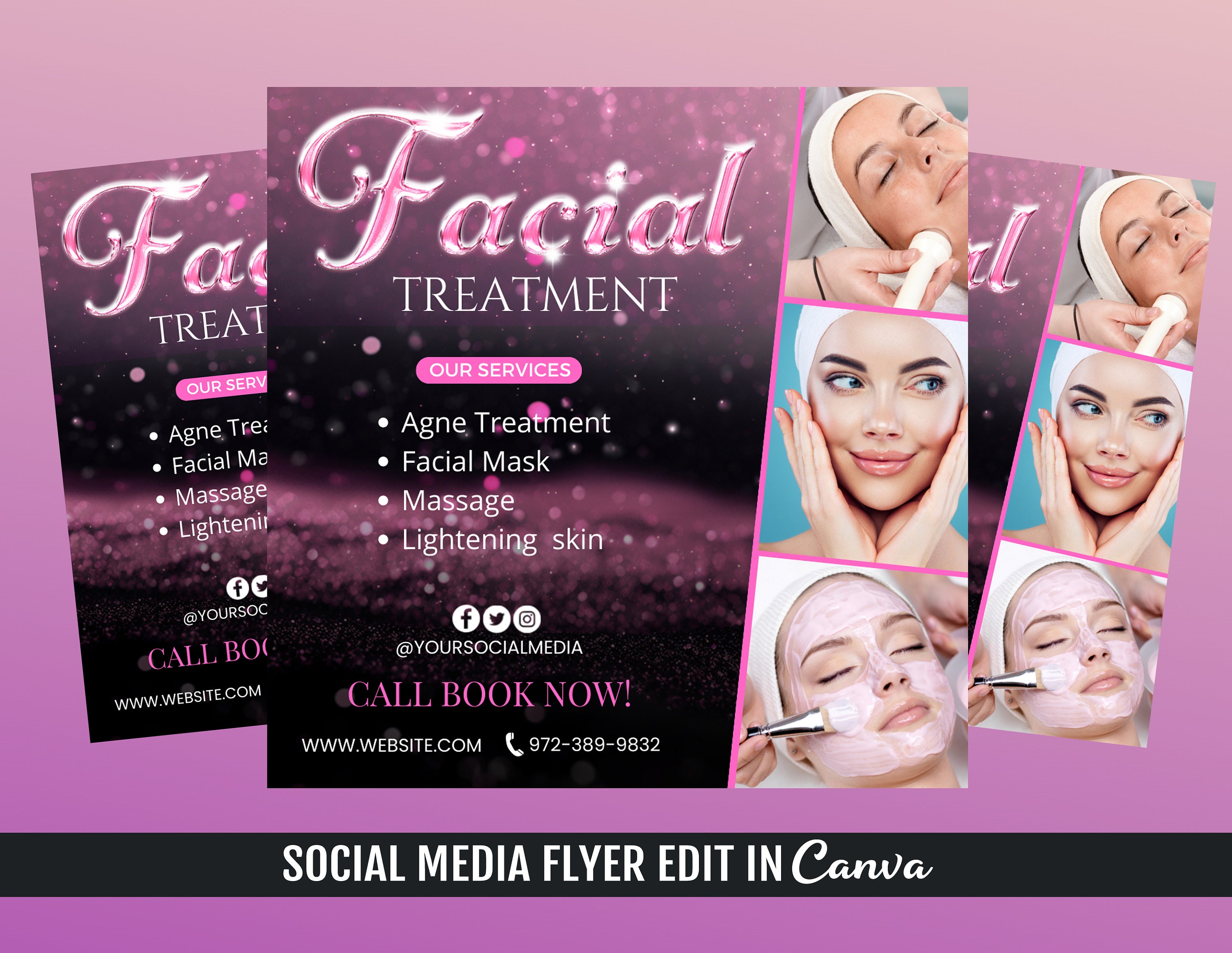 Facial Treatment Flyer Template - Etsy