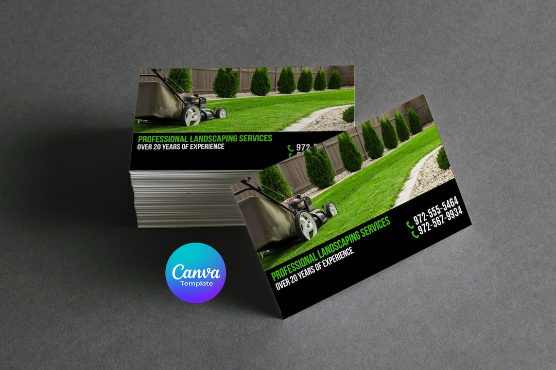 Landscaping Business Card Canva Template - Etsy
