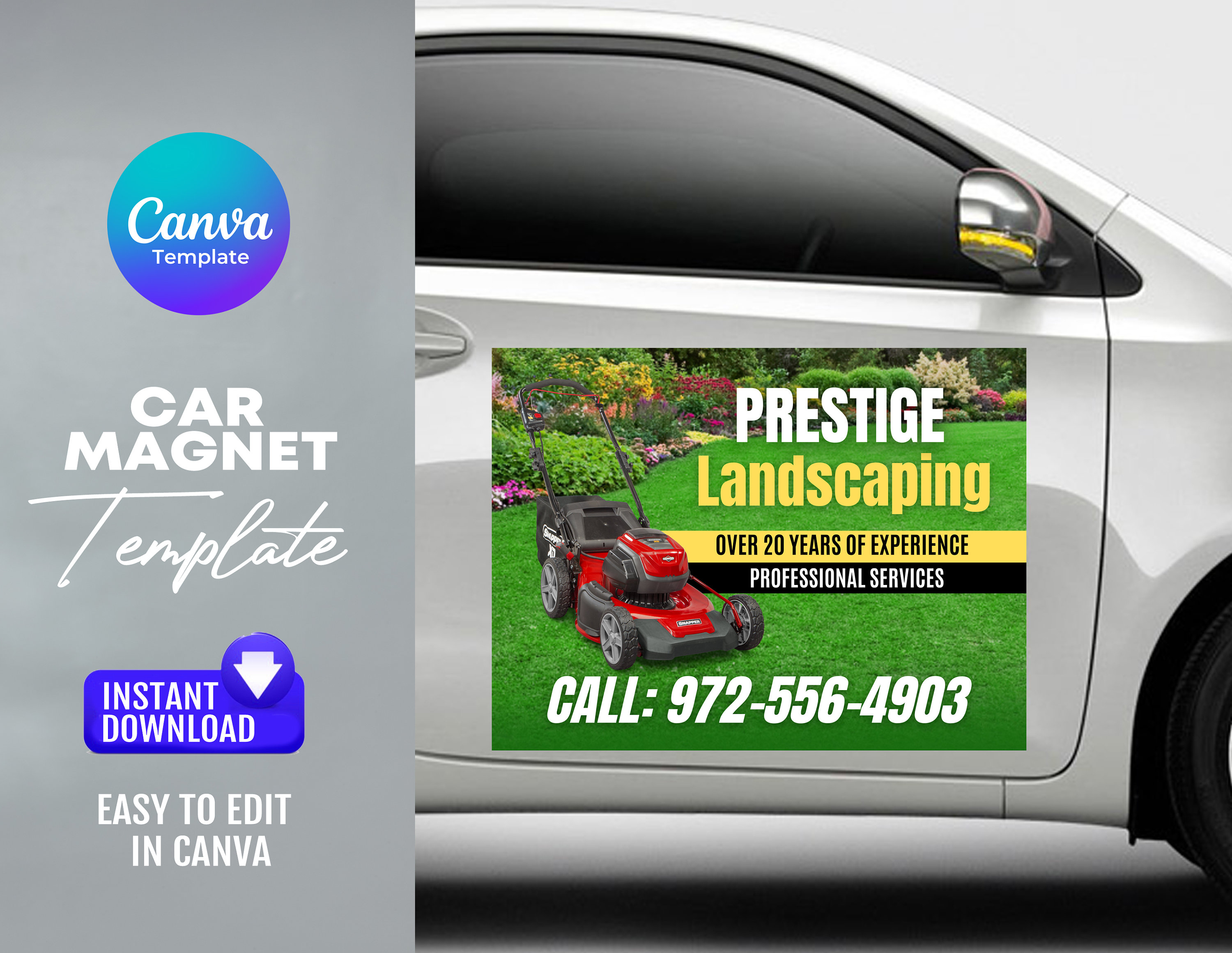 Landscaping Business Car Magnet Template, Lawn Care Business Car Magnet ...