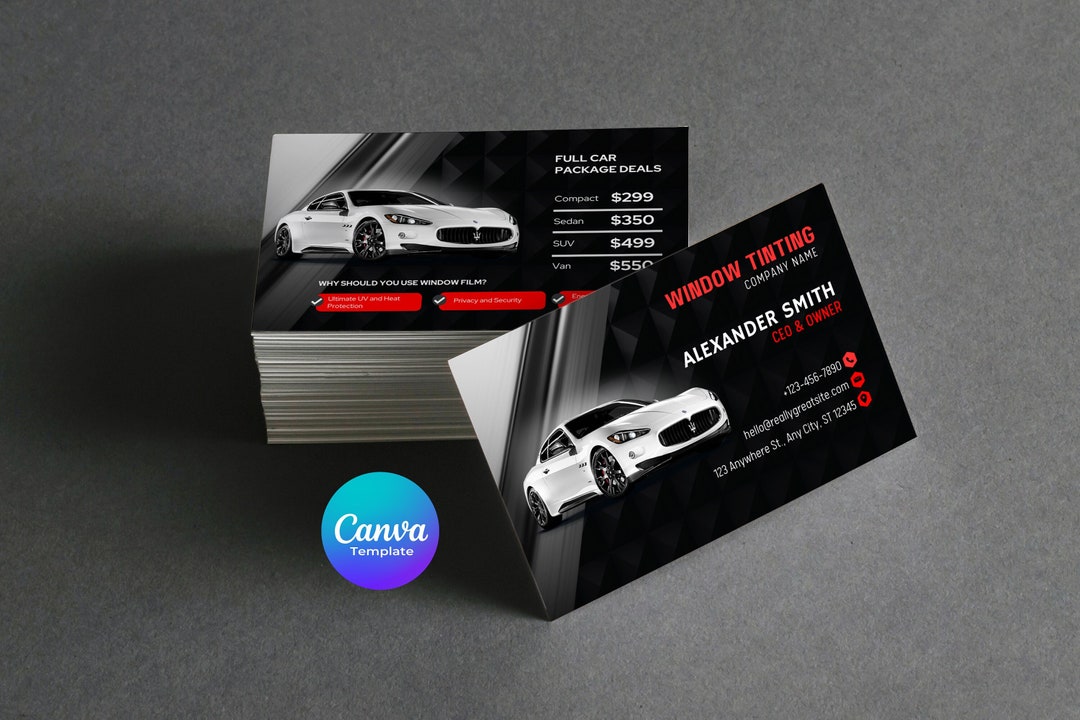 Window Tint Business Card Template, Car Window Tint Business Card ...