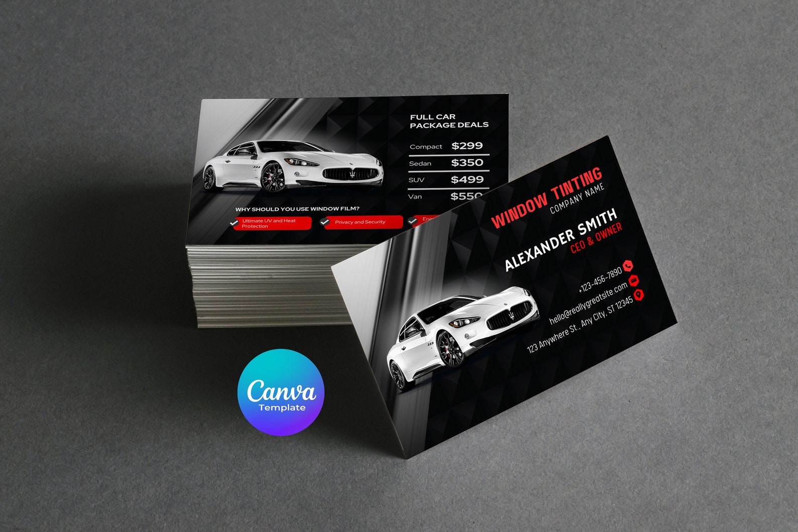 Window Tint Business Card Template, Car Window Tint Business Card ...
