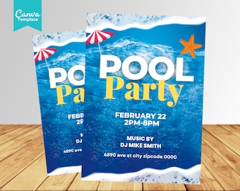 Editable Summer Party Flyer Pool Party Diy Invitation Beach - Etsy