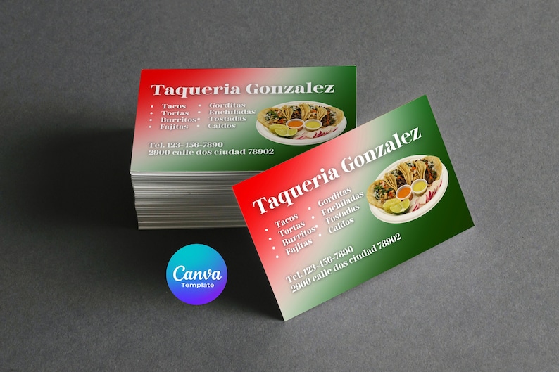 Taqueria Business Card Template, Taco Business Card Template, Mexican ...