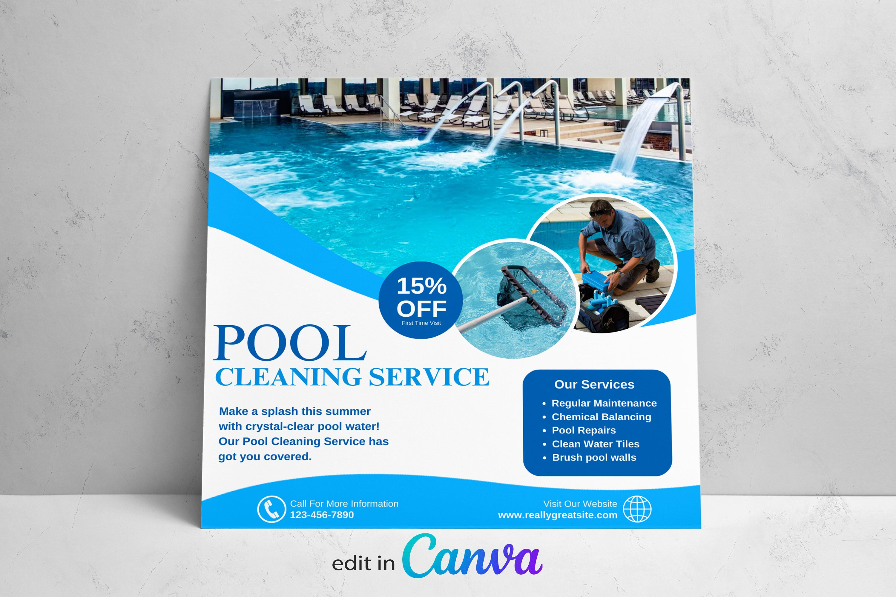 Pool Cleaning Services Flyer Template - Etsy