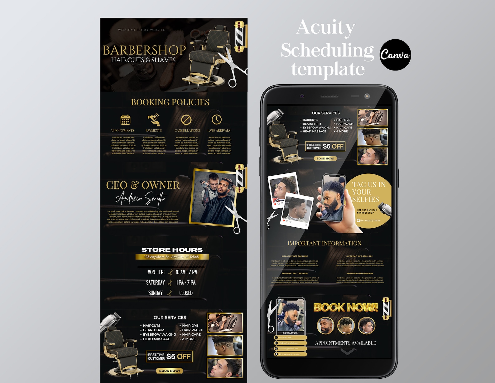 Barber Acuity Site Scheduling Template, Barbershop Acuity Website ...