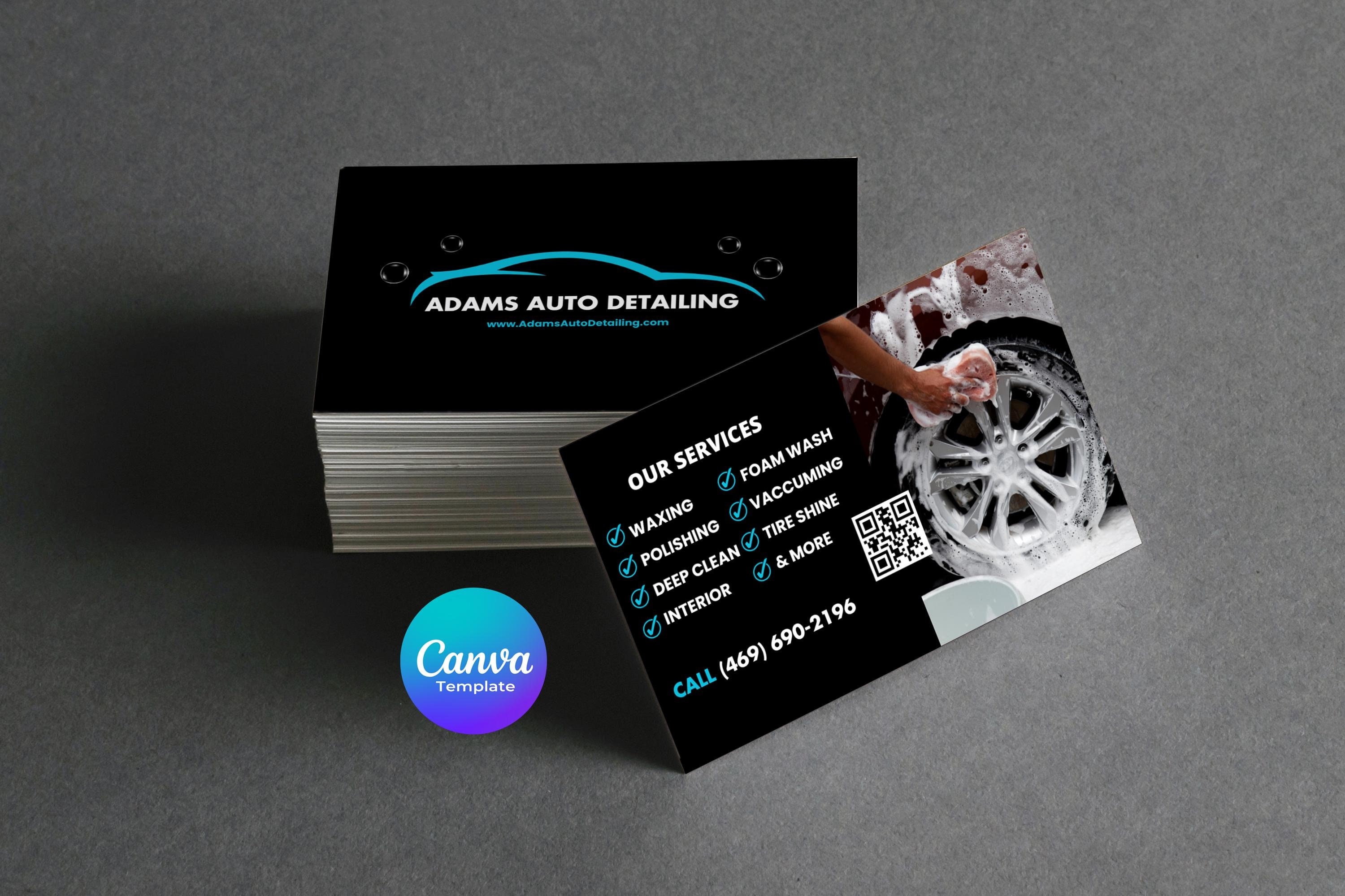 Carwash Business Card Template, Auto Detailing Business Card Template ...