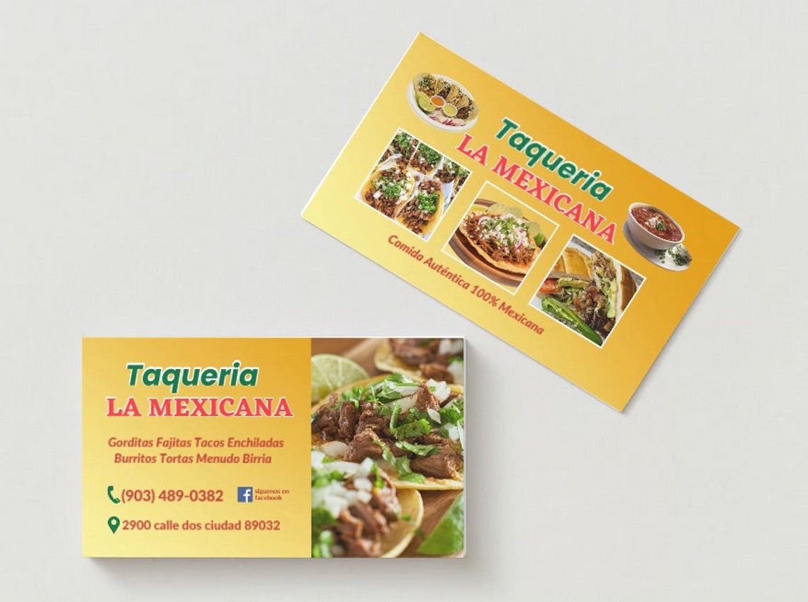 Taqueria Business Card Template, Taco Business Card Template, Mexican ...