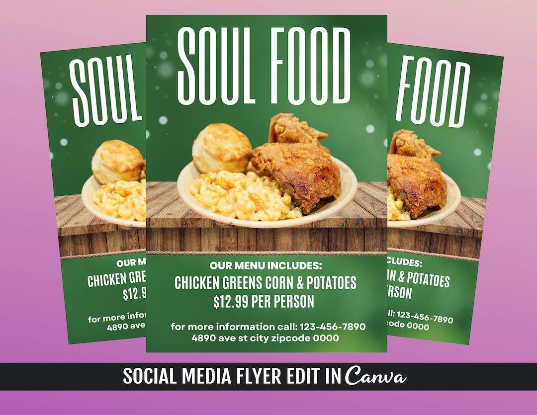 Soul Food Dinner Flyer Template - Etsy