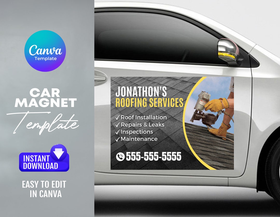 Roofing Business Car Magnet Template - Etsy