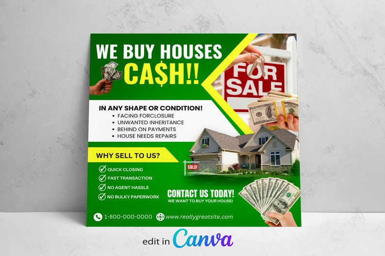 We Buy Houses Flyer Template, We Buy Houses Social Media Flyer Template ...