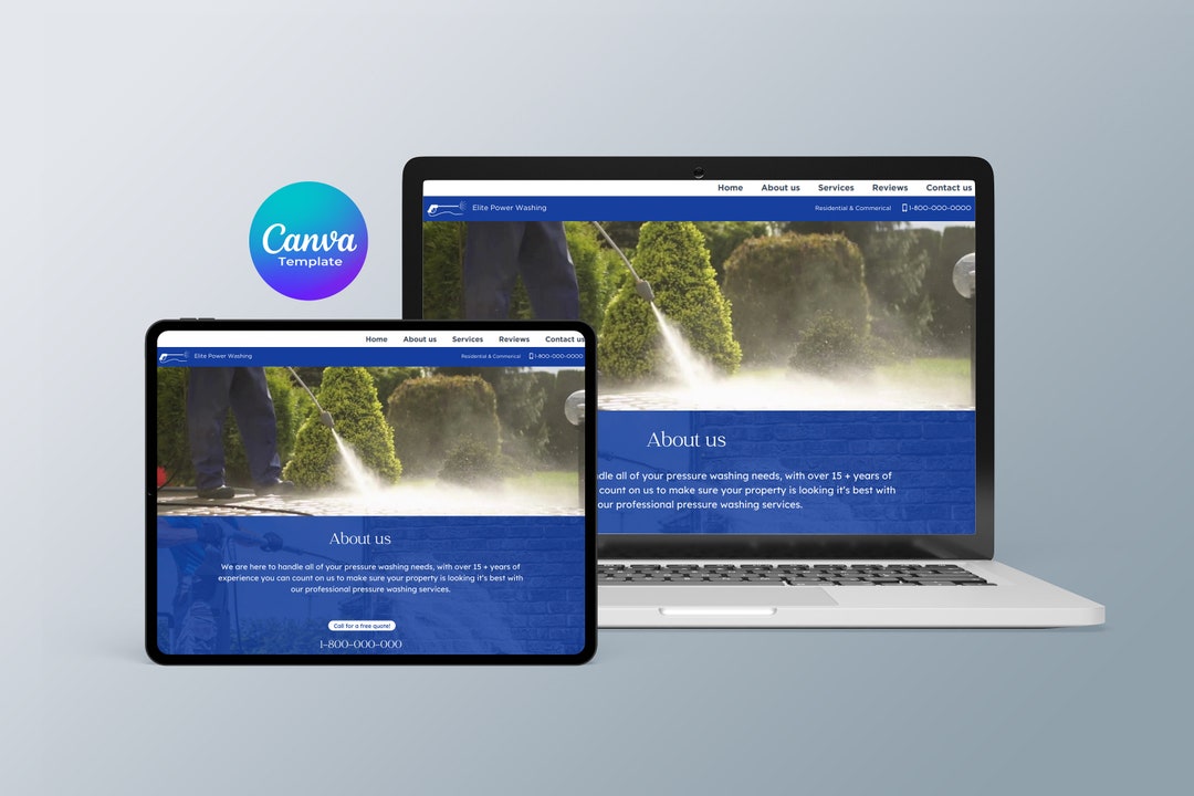 Pressure Washing Website Canva Template, Power Washing Website Canva ...