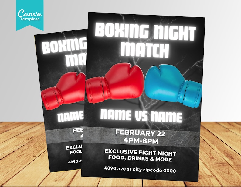 Boxing Night Flyer Template - Etsy