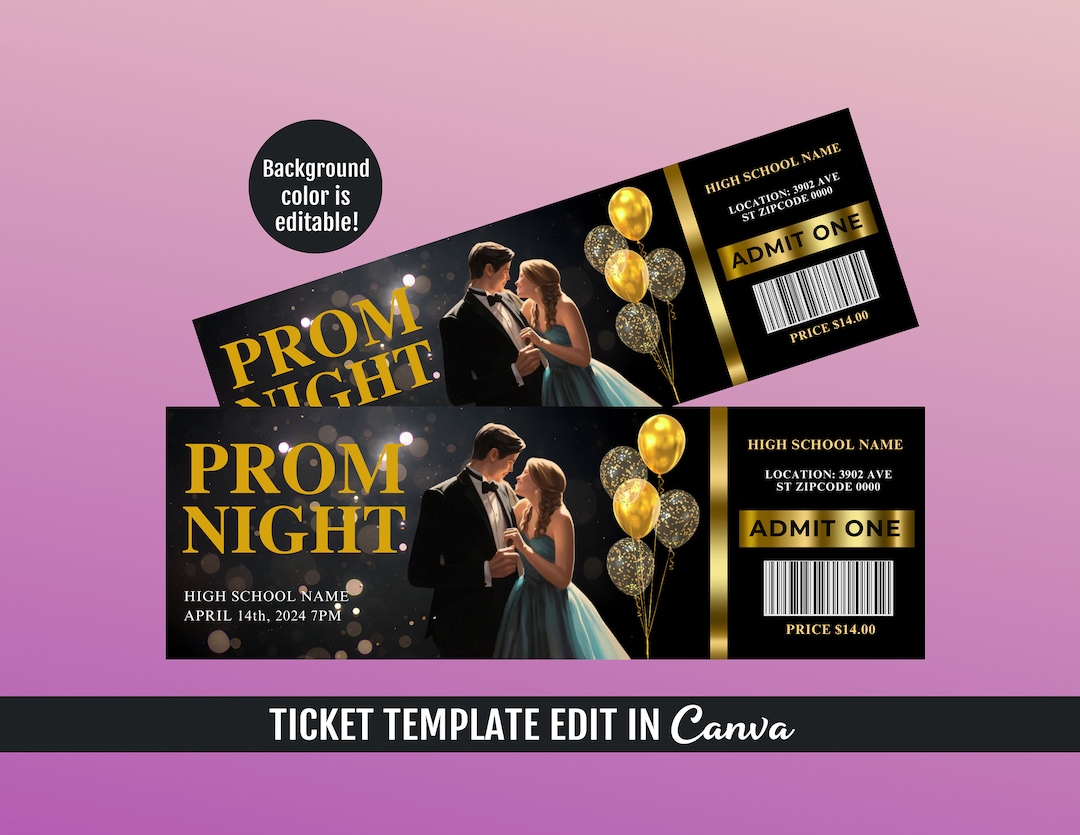 Prom Night Ticket Template - Etsy