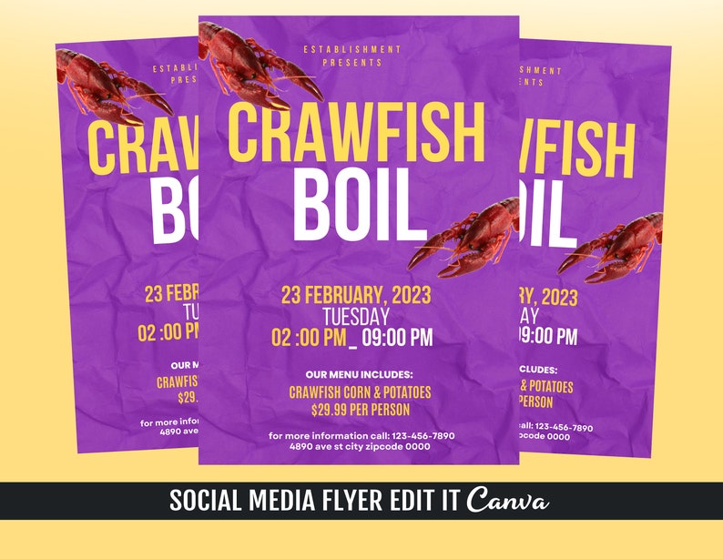 Crawfish Boil Flyer Template - Etsy