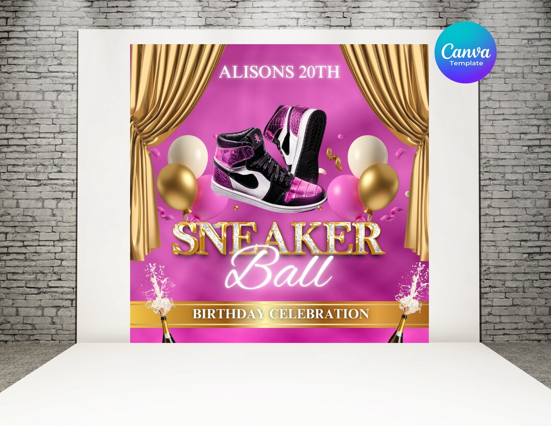 Sneaker Ball Back Drop Template, Pink Sneaker Ball Back Drop, Sneaker ...