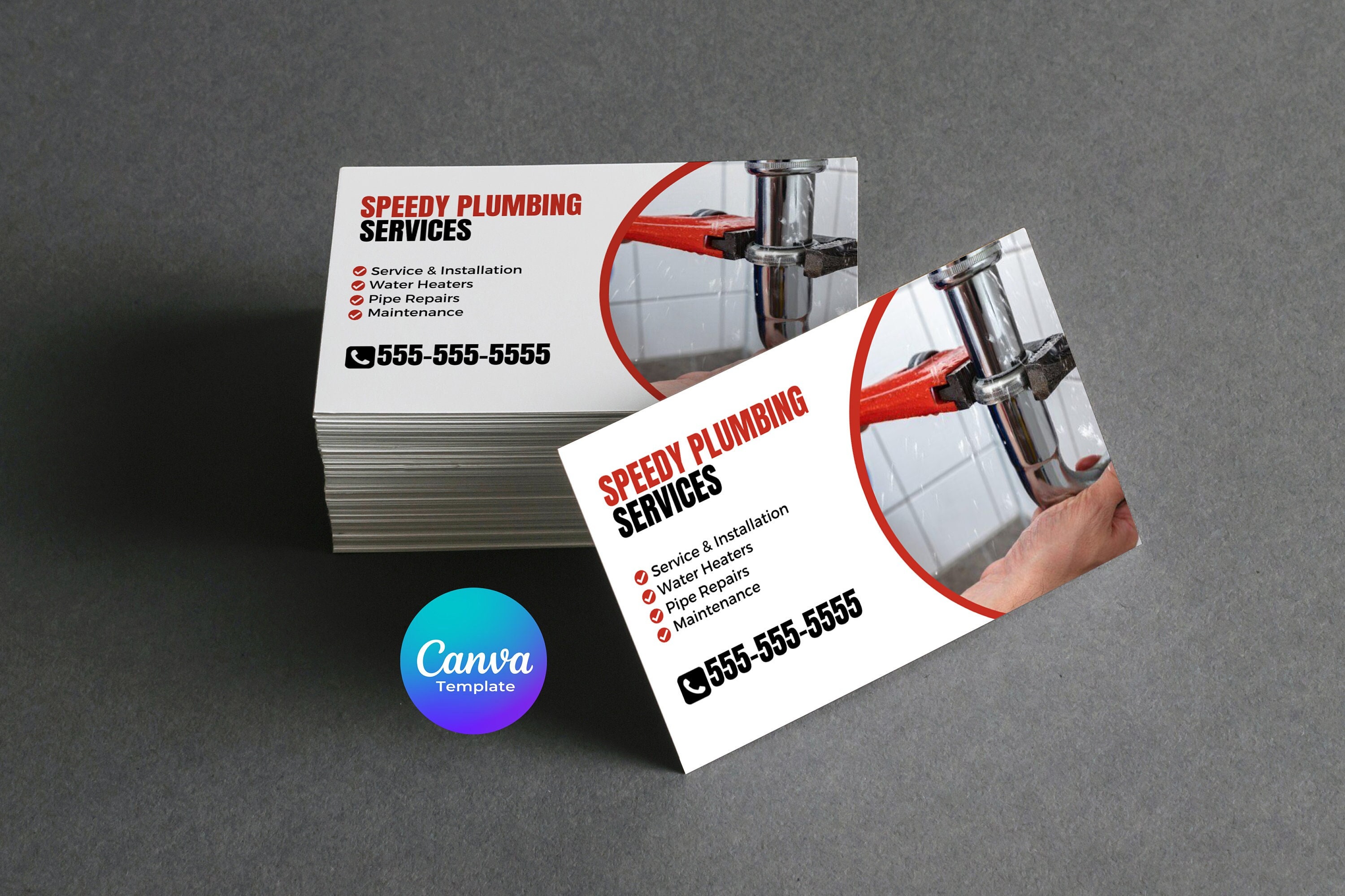 Plumbing Business Card Canva Template - Etsy