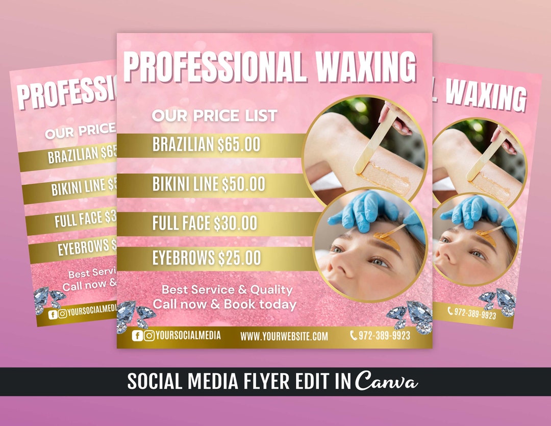 Waxing Services Flyer Template, Waxing Business Flyer - Etsy
