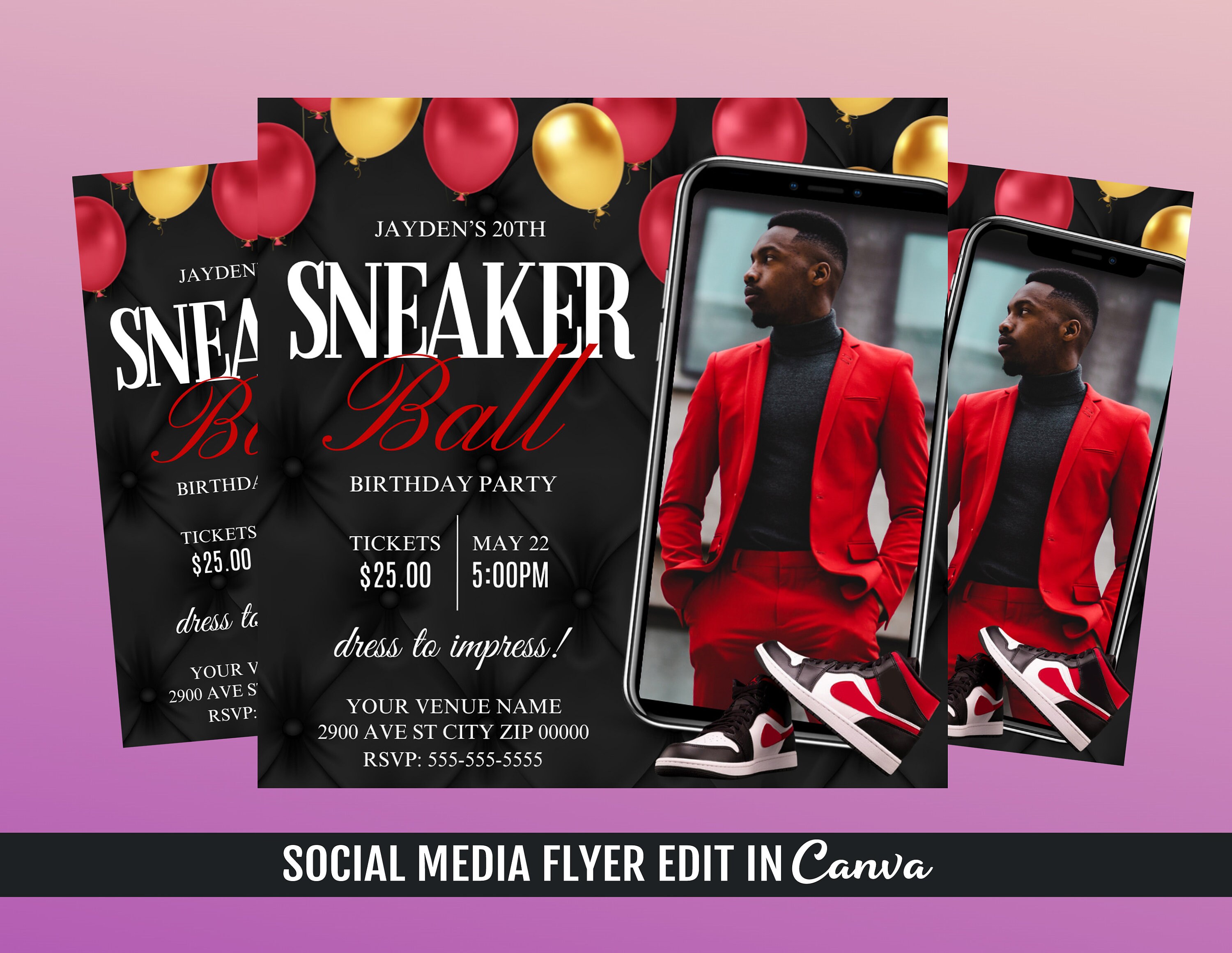 Sneaker Ball Flyer, Sneaker Ball Birthday Invite - Etsy