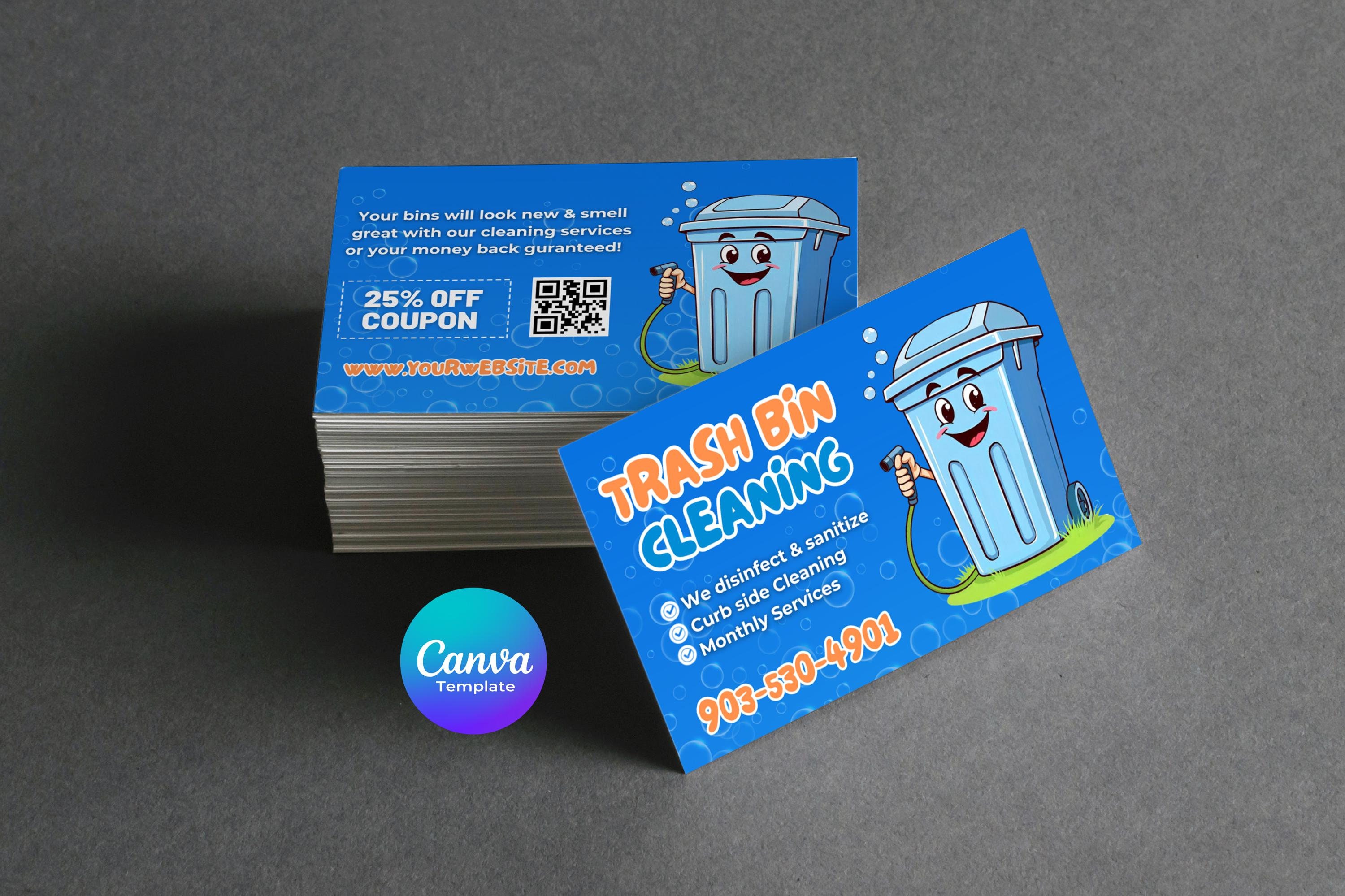 Trash Bin Cleaning Business Card Template - Etsy
