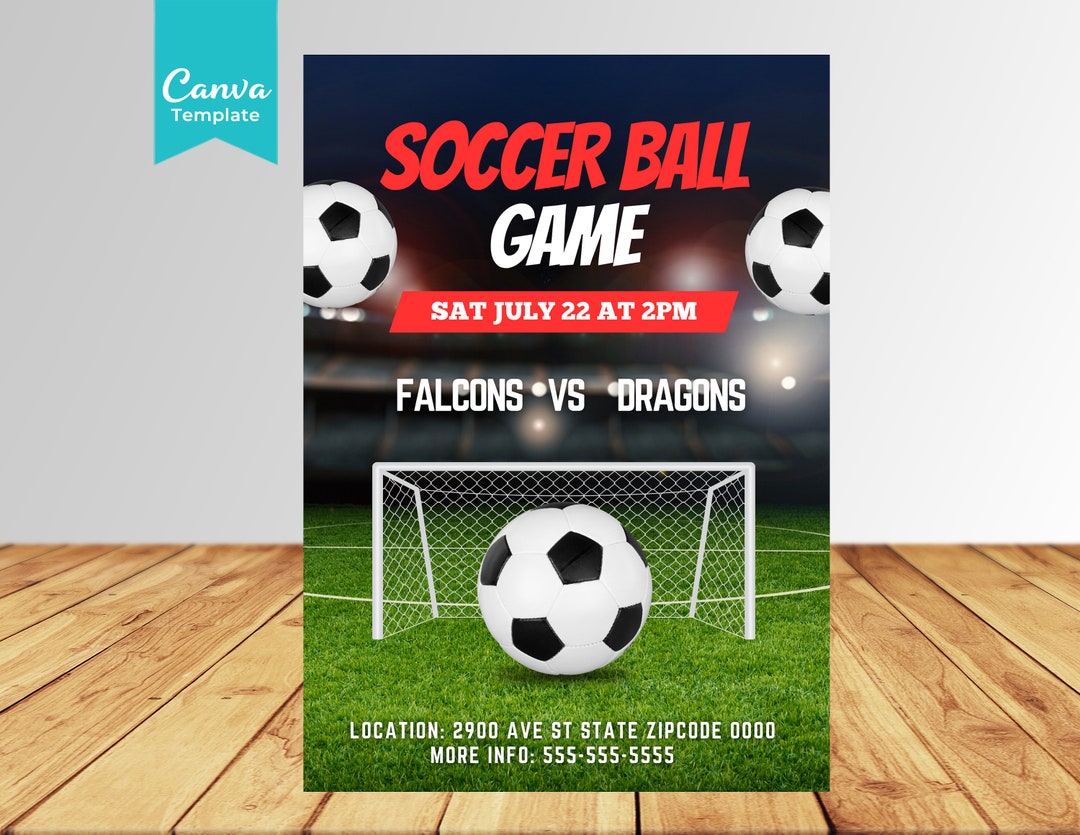 Soccer Game Flyer Template, Soccer Flyer - Etsy