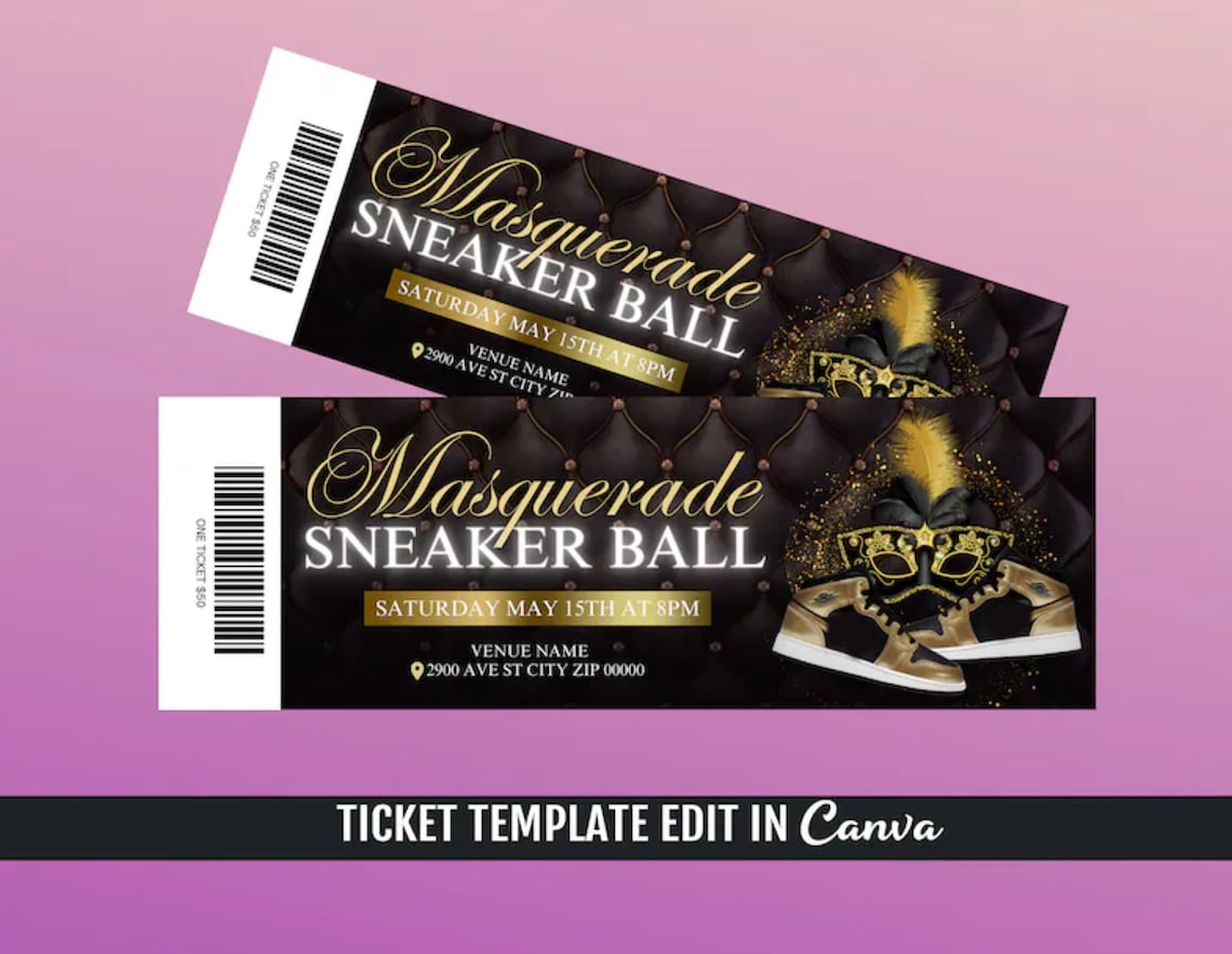 Sneaker Ball Masquerade Ticket Template - Etsy
