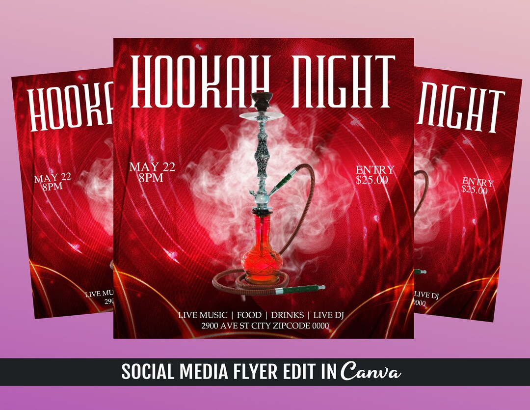 Hookah Party Flyer Template, Hookah Invitation Flyer - Etsy