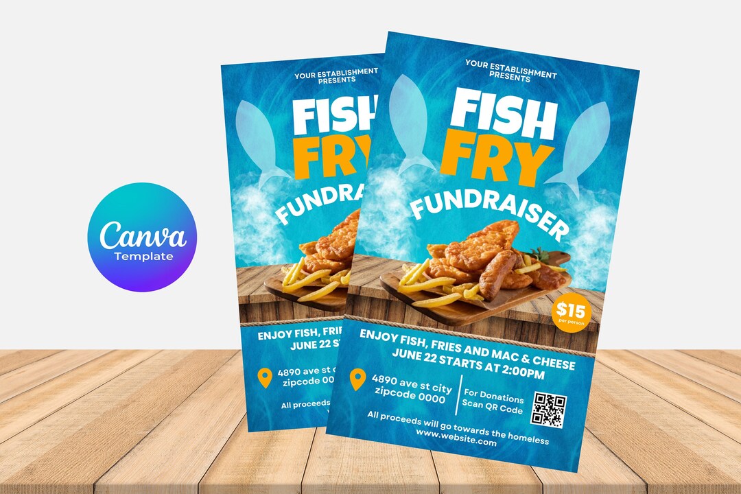 Fish Fry Fundraiser Flyer Template, Fish Fry Flyer Template - Etsy